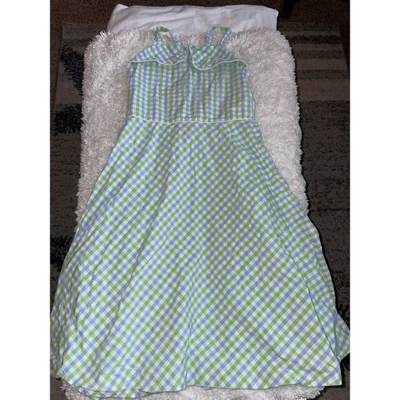 Orient Express | Dresses | Orient Express Girls Sz Green Blue Checkered ...